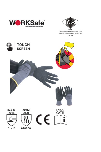WORKSAFE NITRILE MICROFOAM PALM COATED NYLON LINER HEAT-RESISTANT ...