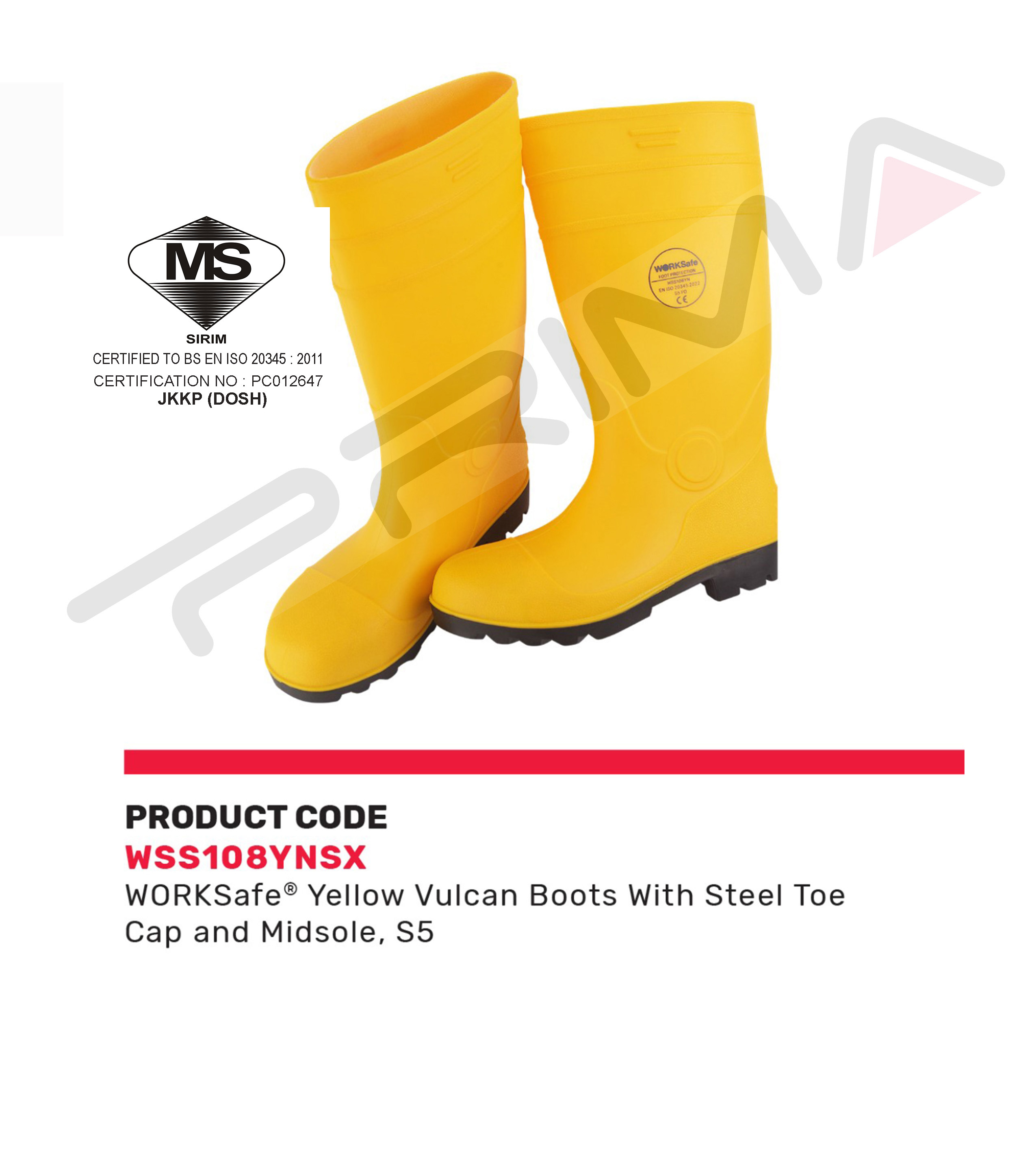 WORKSafe YELLOW 108 HIGH-CUT VULCAN BOOTS (S5)